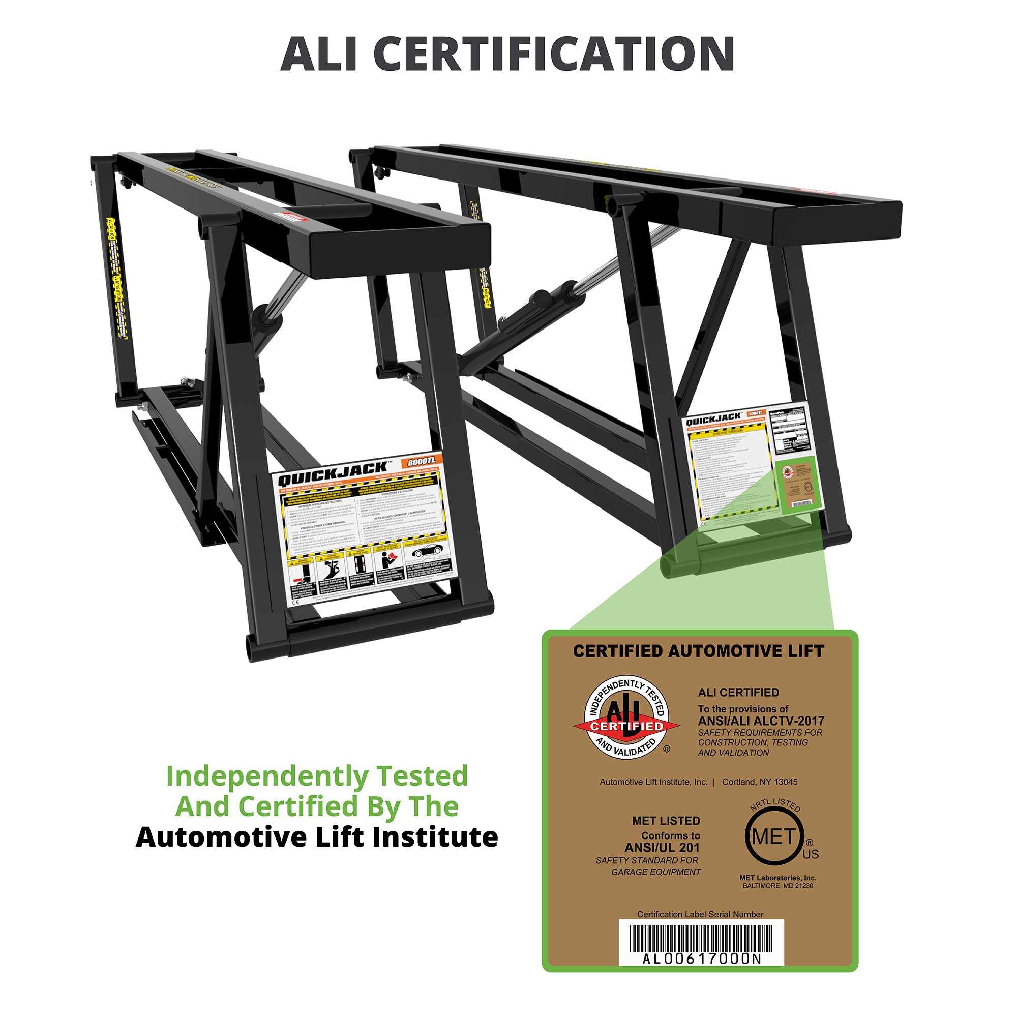 8000TL 8,000-lb. Portable Car Lift Standard Frame Ideal for Trucks & SUVs | QuickJack