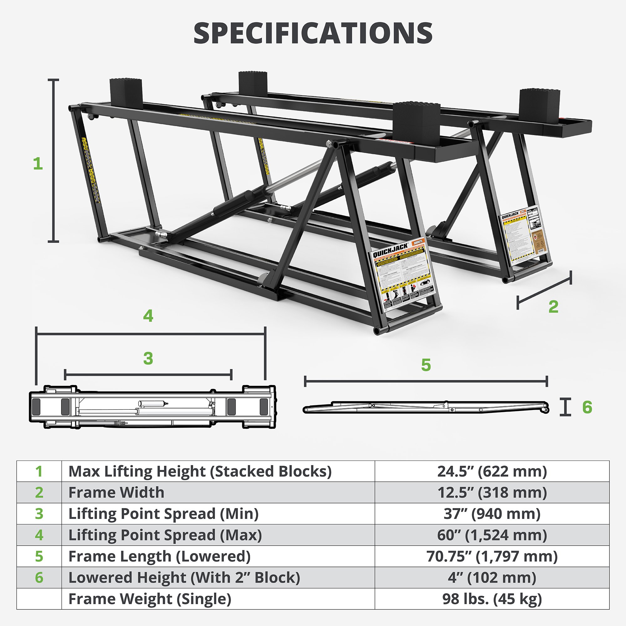 8000TL 8,000-lb. Portable Car Lift Package Standard Frame Truck & SUV ...
