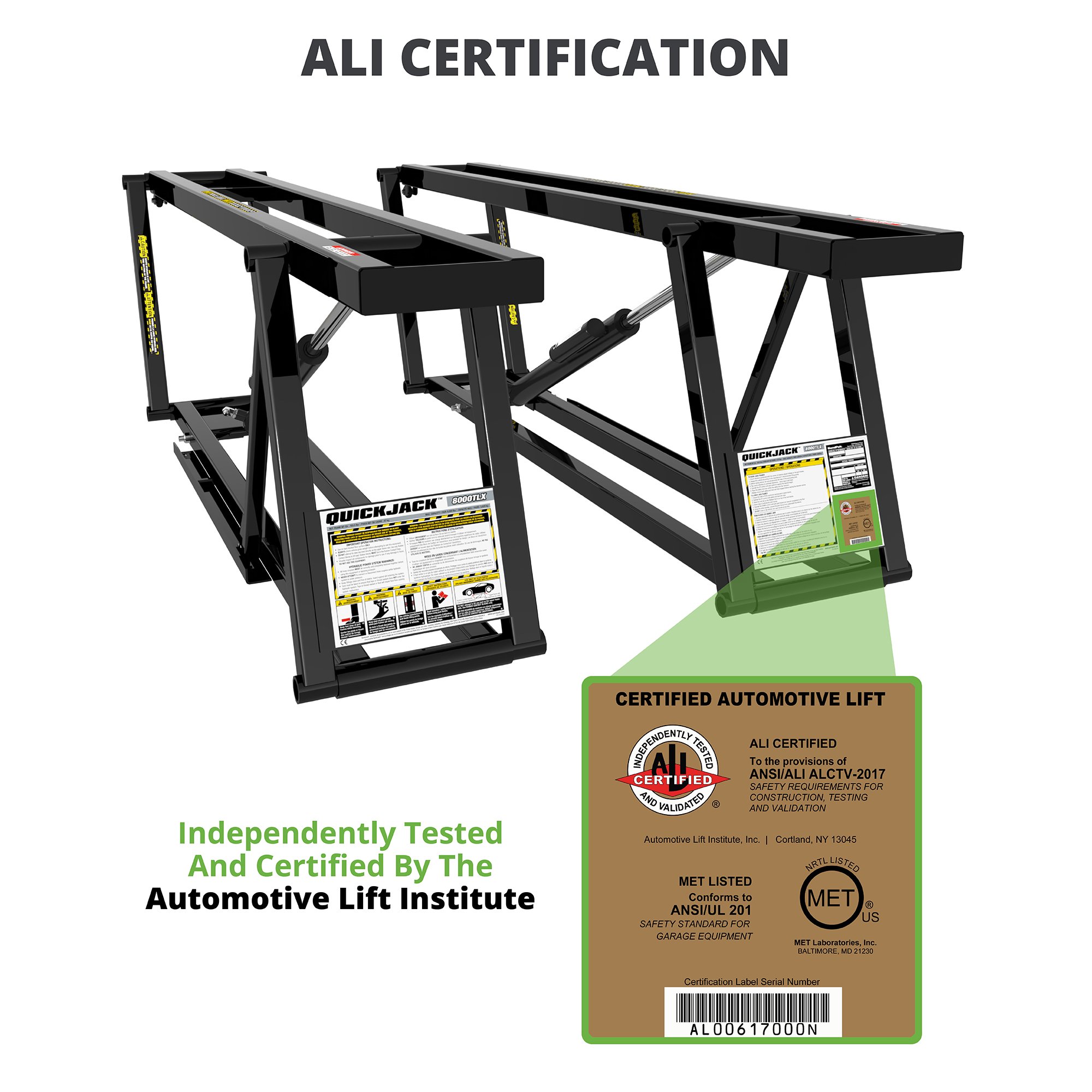 8000TLX 8,000-lb. Portable Car Lift Extended Frame Extended Length ...